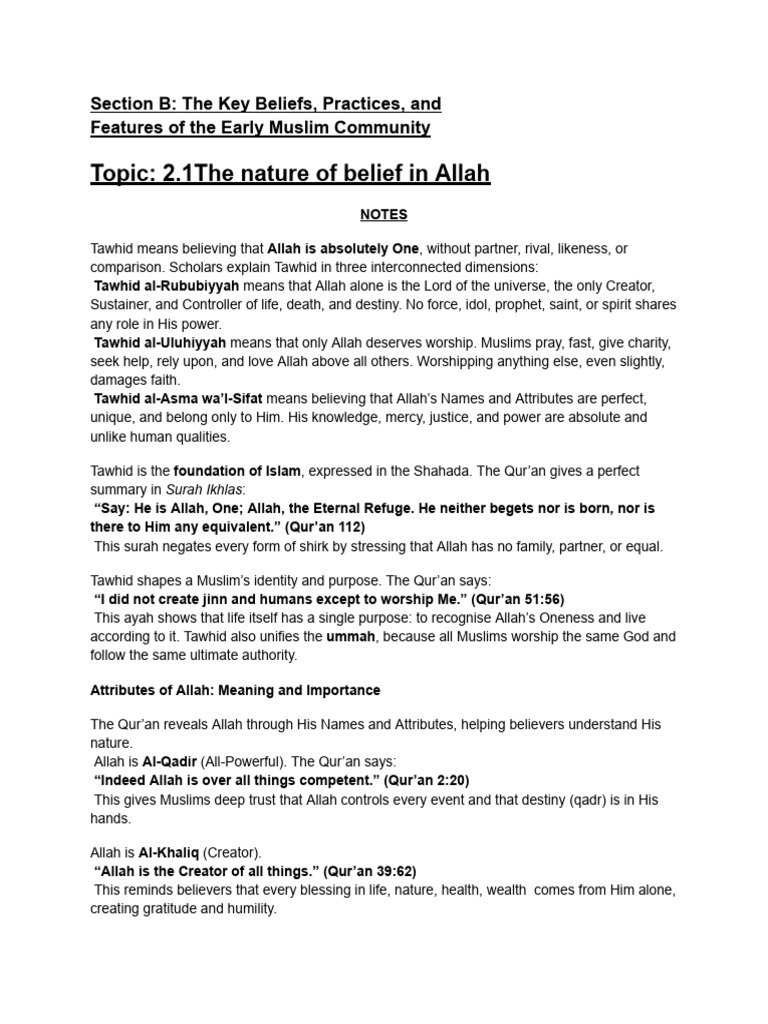Section B- The Key Beliefs, Practices, and (1) | PDF | Prophets And ...