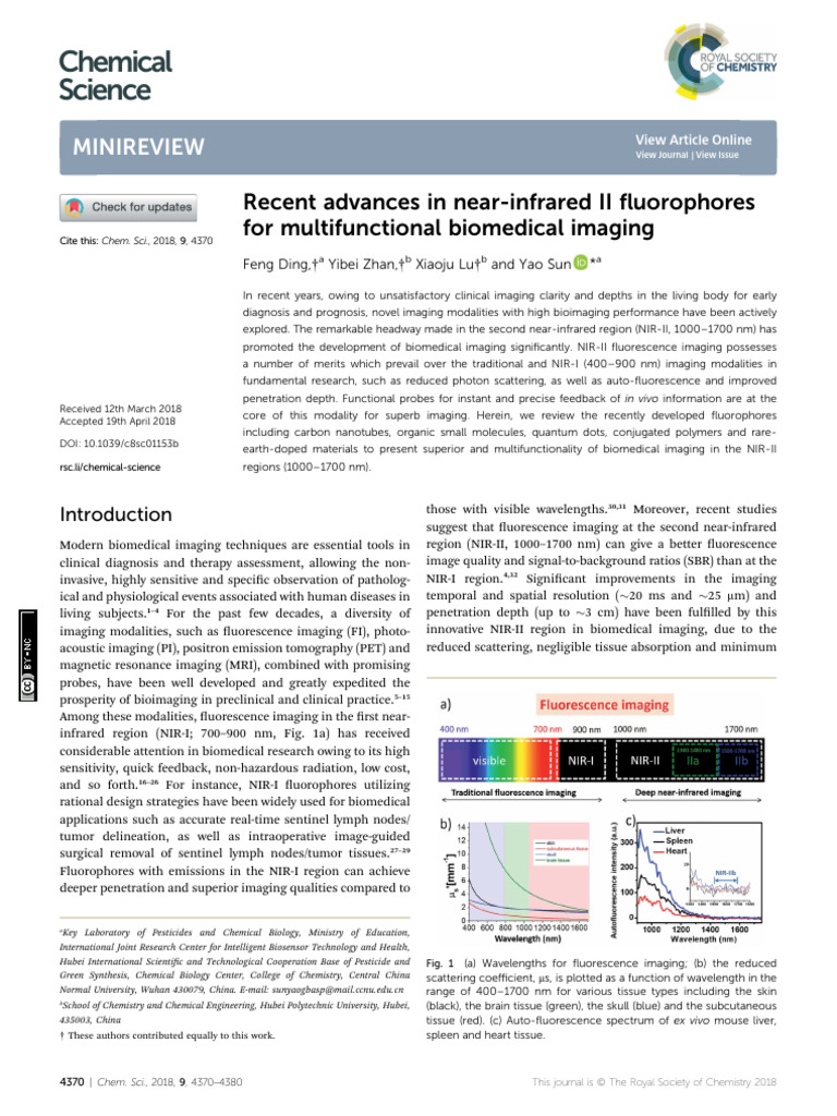 Advances in NIR-II Fluorophores for Imaging | PDF | Medical Imaging ...