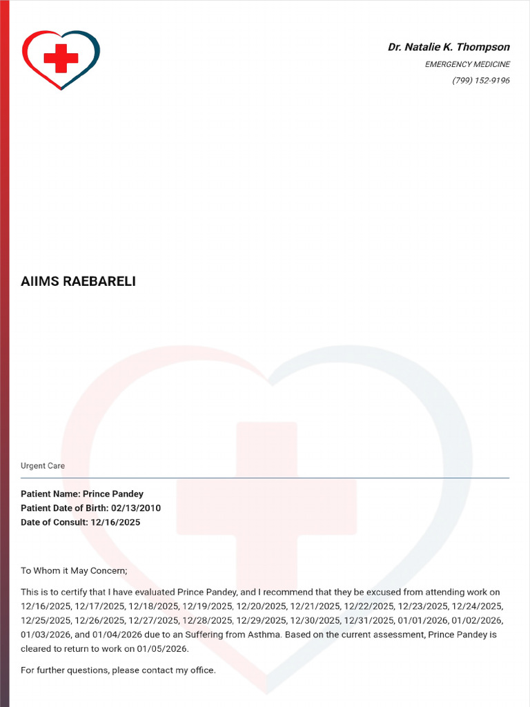 Doctor Note With Signature (1) | PDF