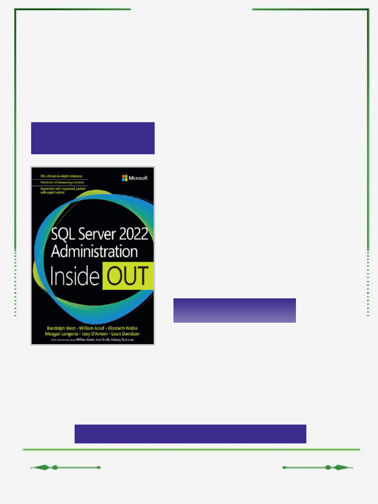 SQL Server 2022 Administration Inside Out 1st Edition Randolph West ...
