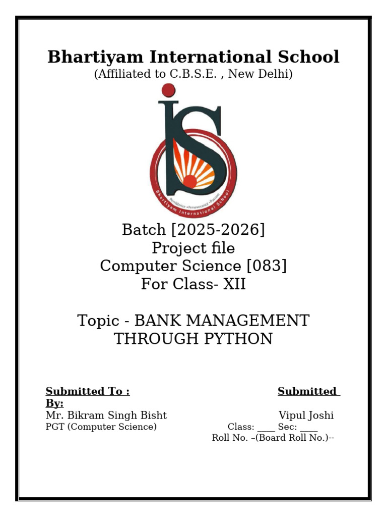 Cs Project Bank Management System 2023 24 | PDF | Databases | My Sql
