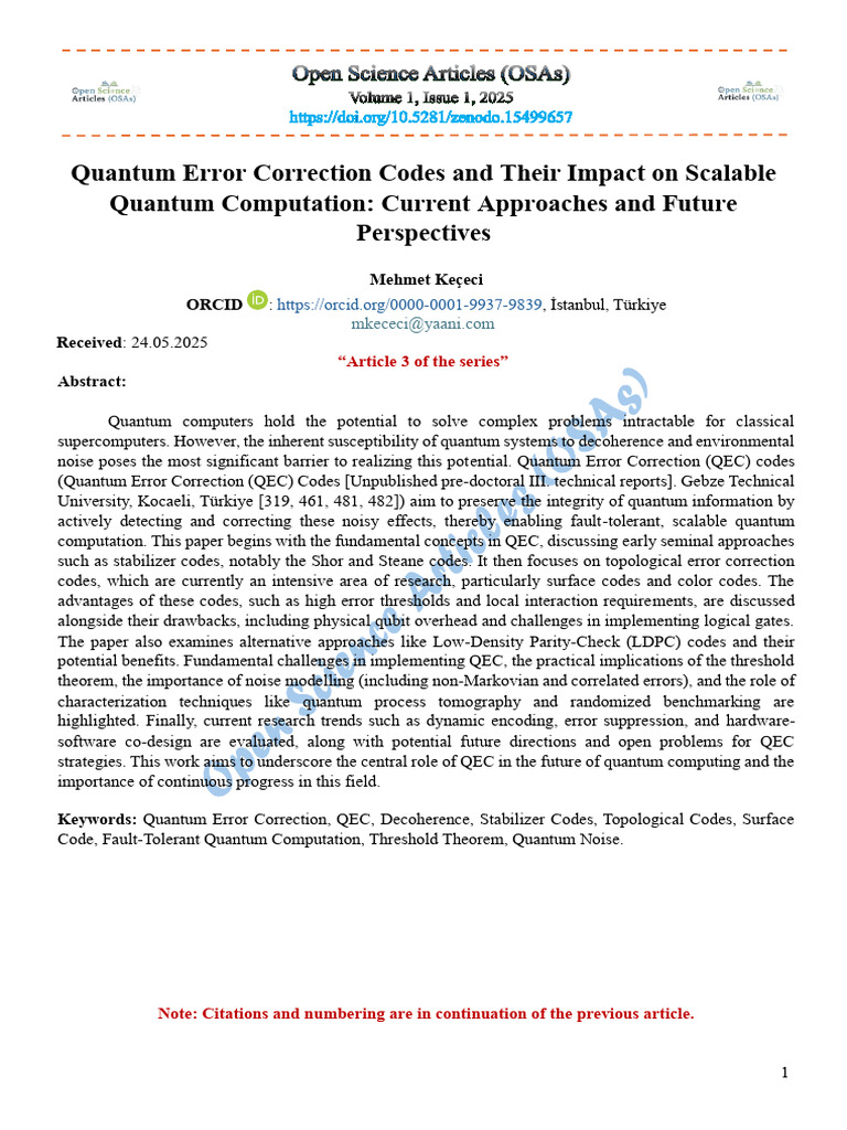 Quantum Error Correction in Computing | PDF | Quantum Computing ...