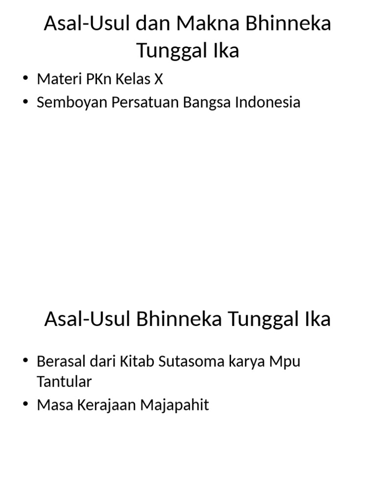 Materi Bhinneka Tunggal Ika Kelas X | PDF