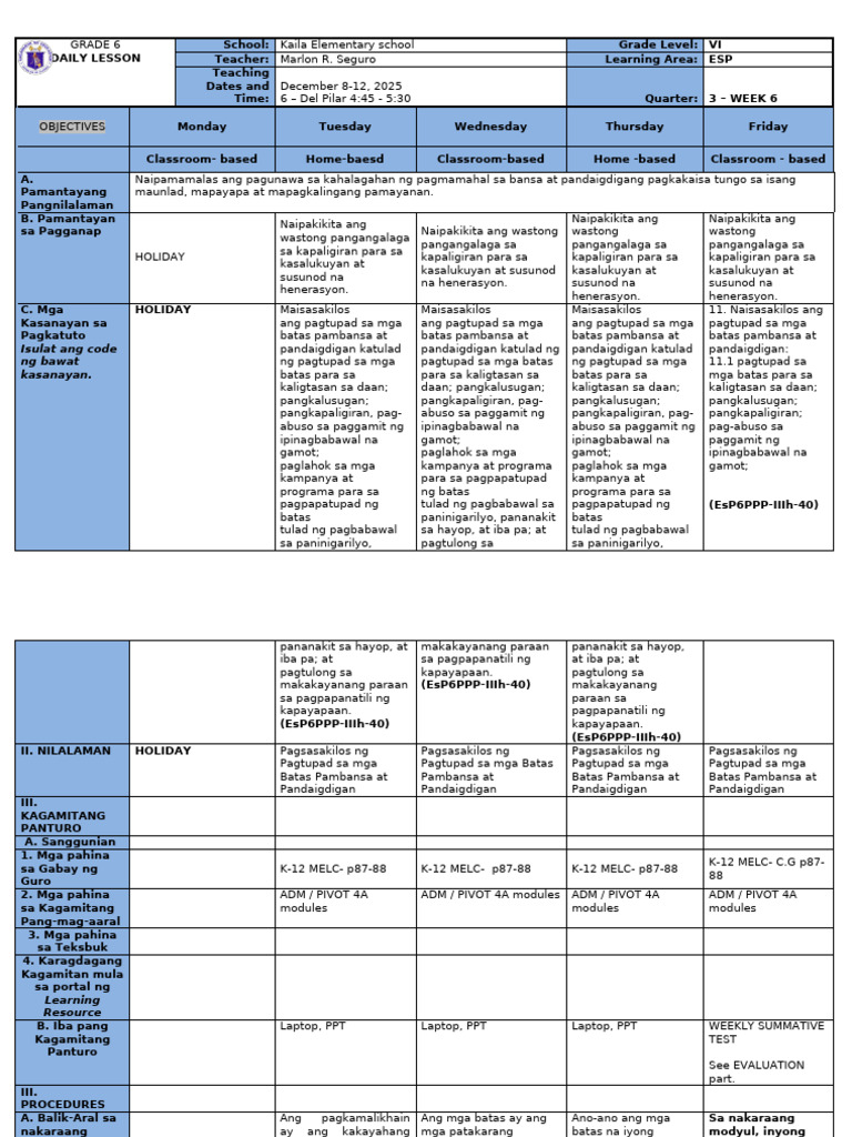 DLL-ESP-WEEK-6-Q3- | PDF