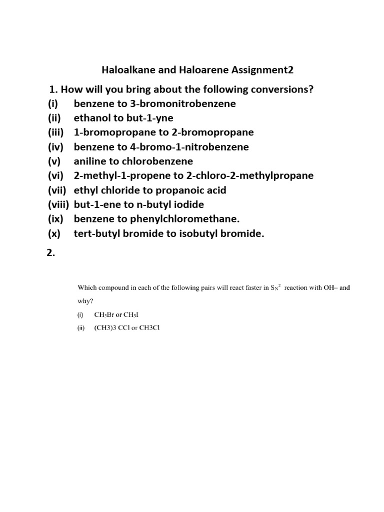 Haloalkane and Haloarene Assignment 2 | PDF