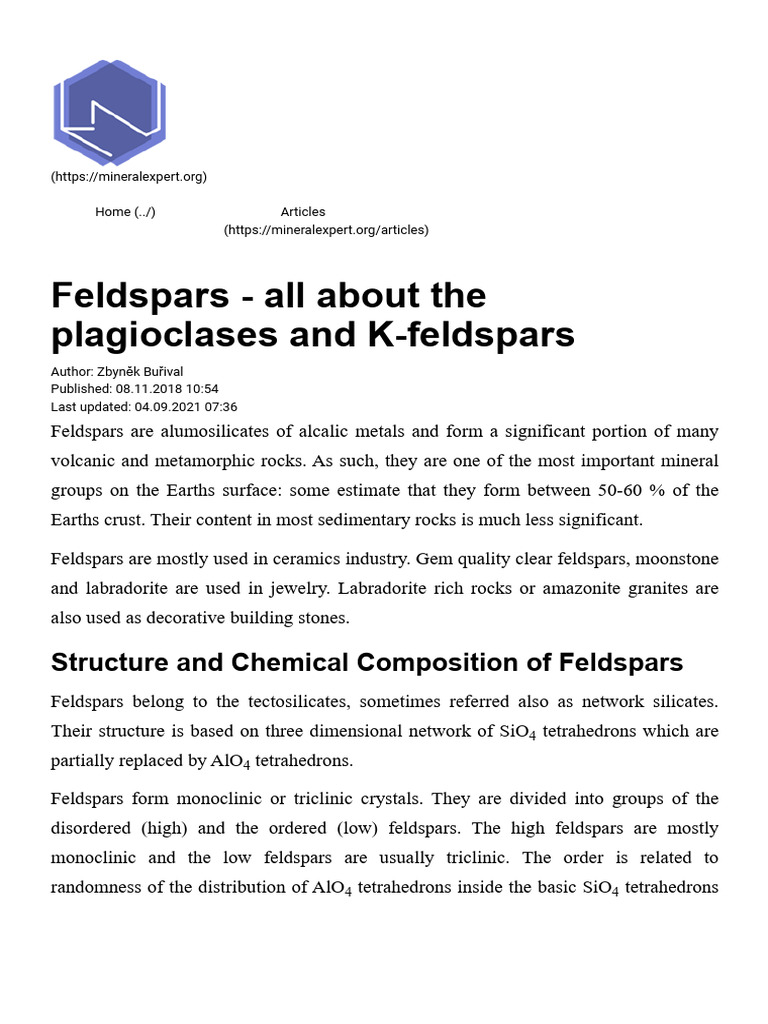 Feldspar Minerals: Types and Properties | PDF | Petrology | Mineralogy
