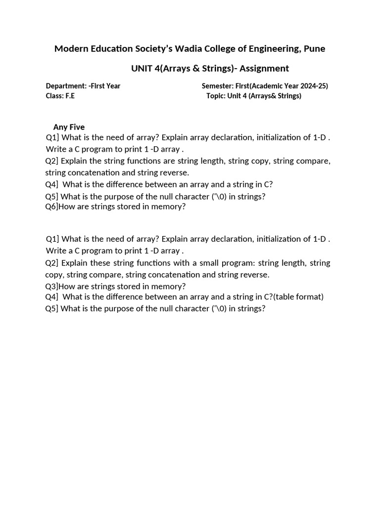 Assignment on 4th Unit | PDF