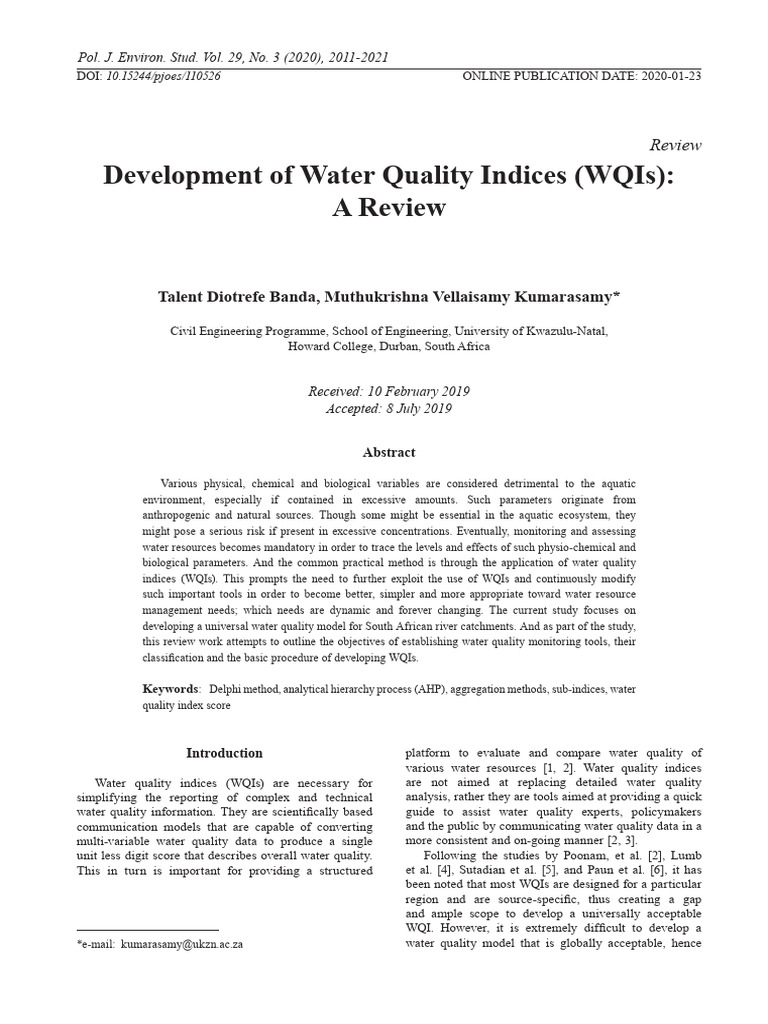 Development of Water (1) | PDF | Water Quality | Statistics