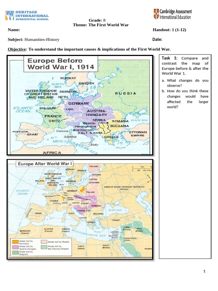 Causes and Events of World War I | PDF | World War I | Allies Of World ...