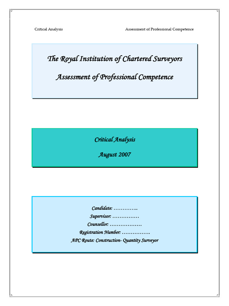 Critical Analysis of APC in Quantity Surveying | PDF | Option (Finance ...