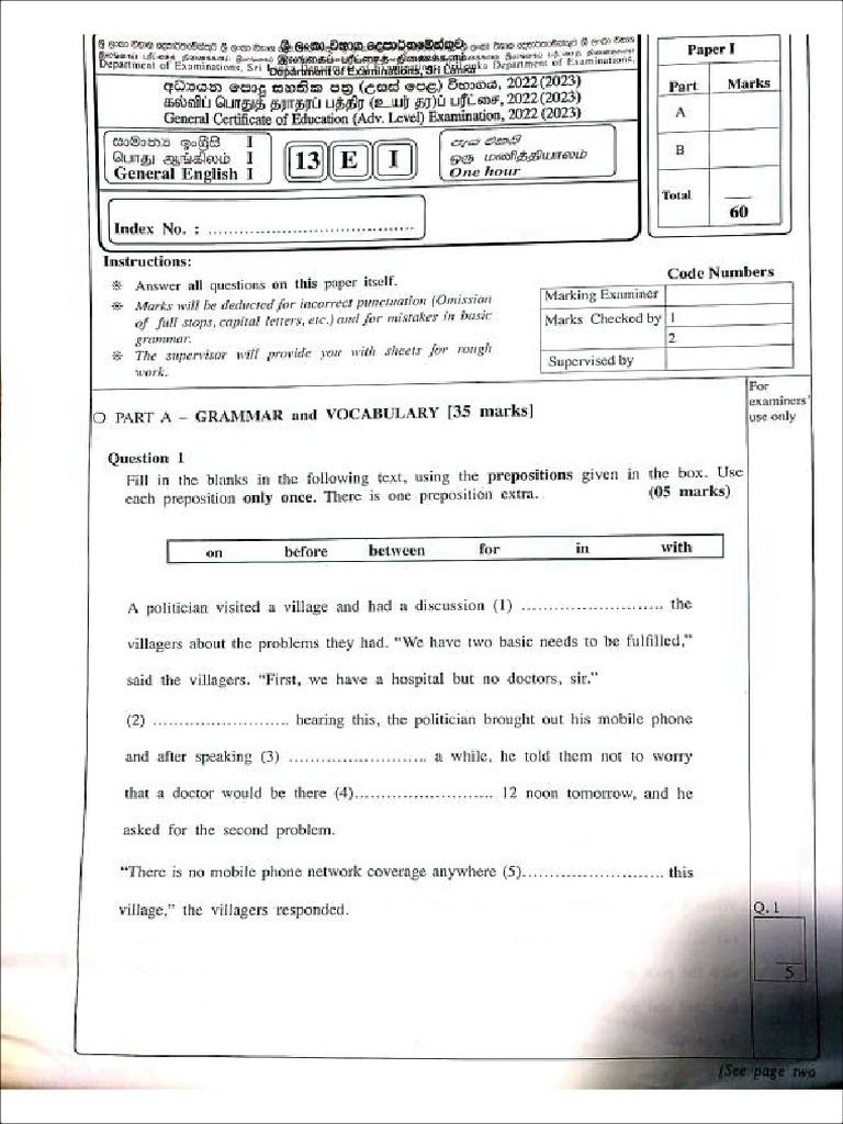 2022 AL General English Past Paper Compressed | PDF