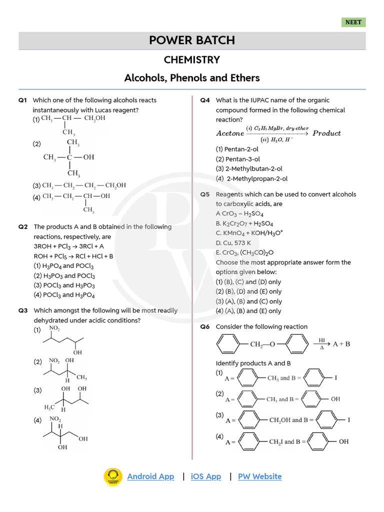 Alcohols, Phenols and Ethers - Chemistry - Sanjivan | PDF | Ether ...