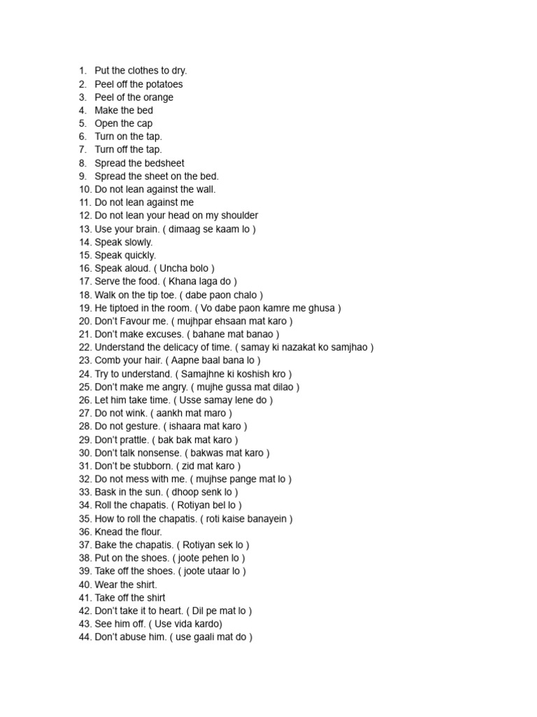 English Sentences | PDF