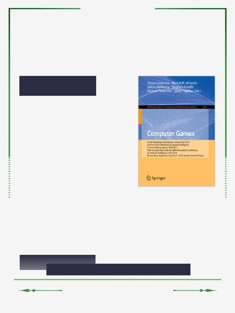 Computer Games Fourth Workshop on Computer Games CGW 2015 and the ...