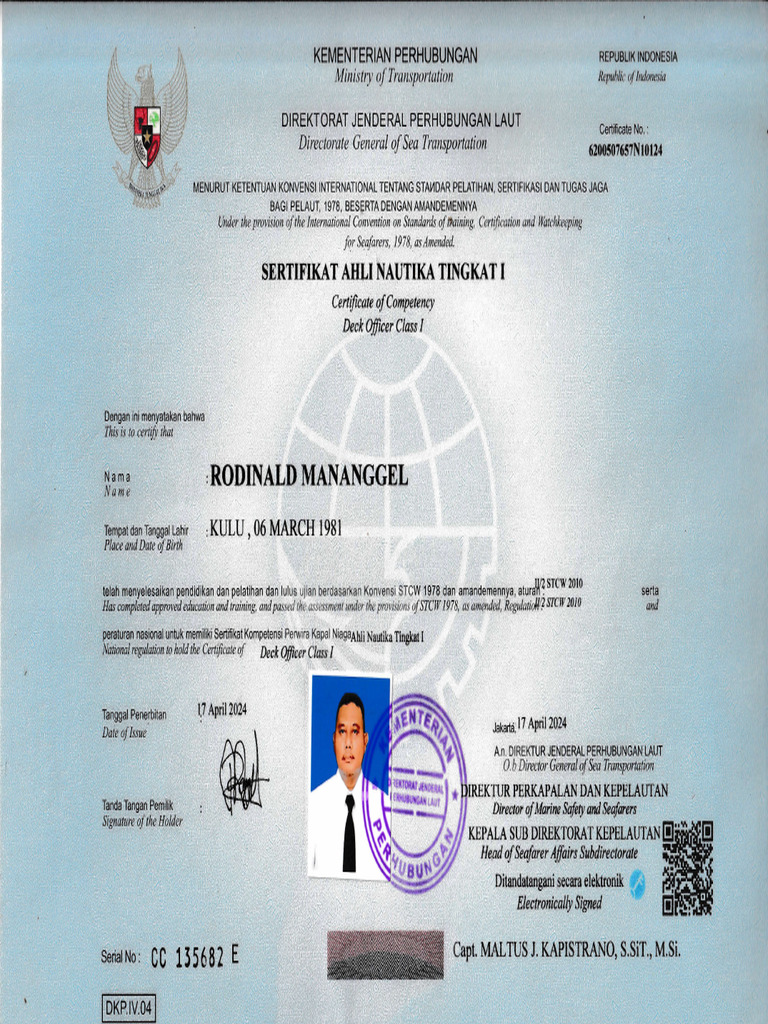 Certificate of Competence Endorsement | PDF