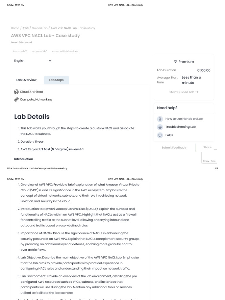 AWS VPC NACL Configuration Lab Guide | PDF | Amazon Web Services ...