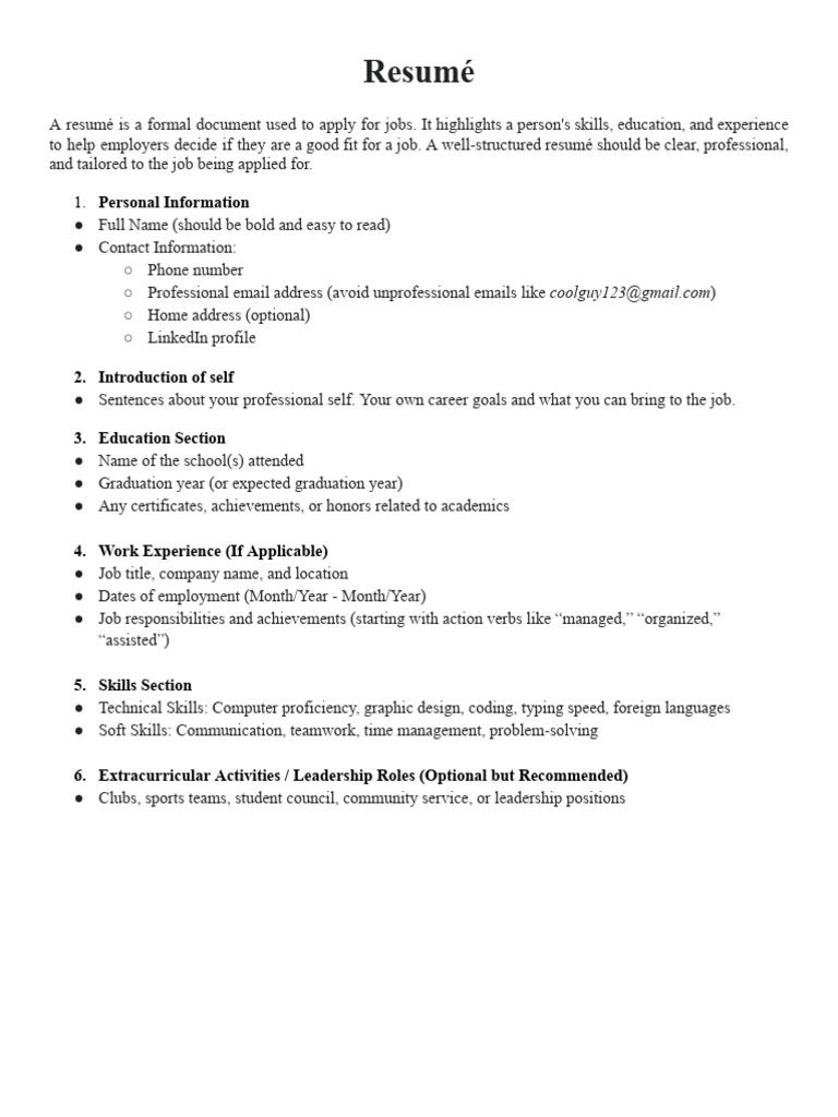 Essential Resumé Writing Guide | PDF