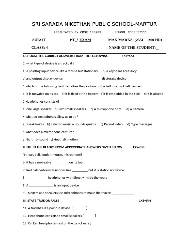 4TH IT | PDF | Headphones | Microphone