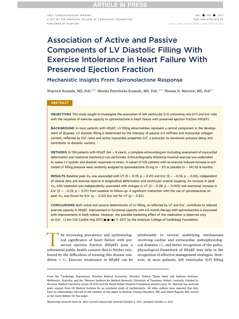j.jcmg.2017.10.007 | PDF | Echocardiography | Diastole