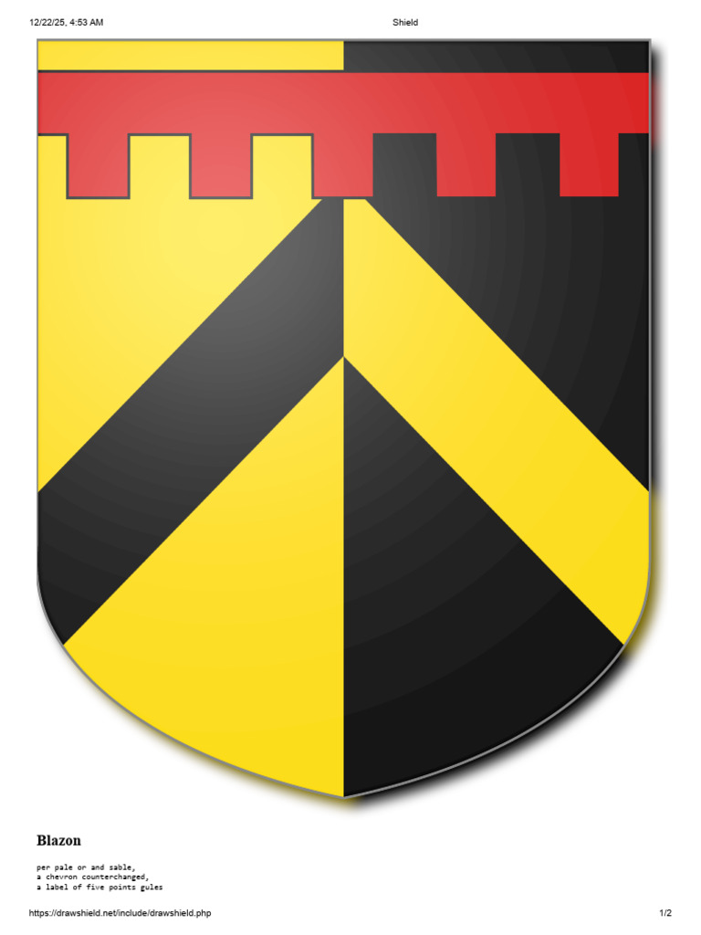 Shield_per Pale or and Sable Chevron Counterchanged Label of Five ...