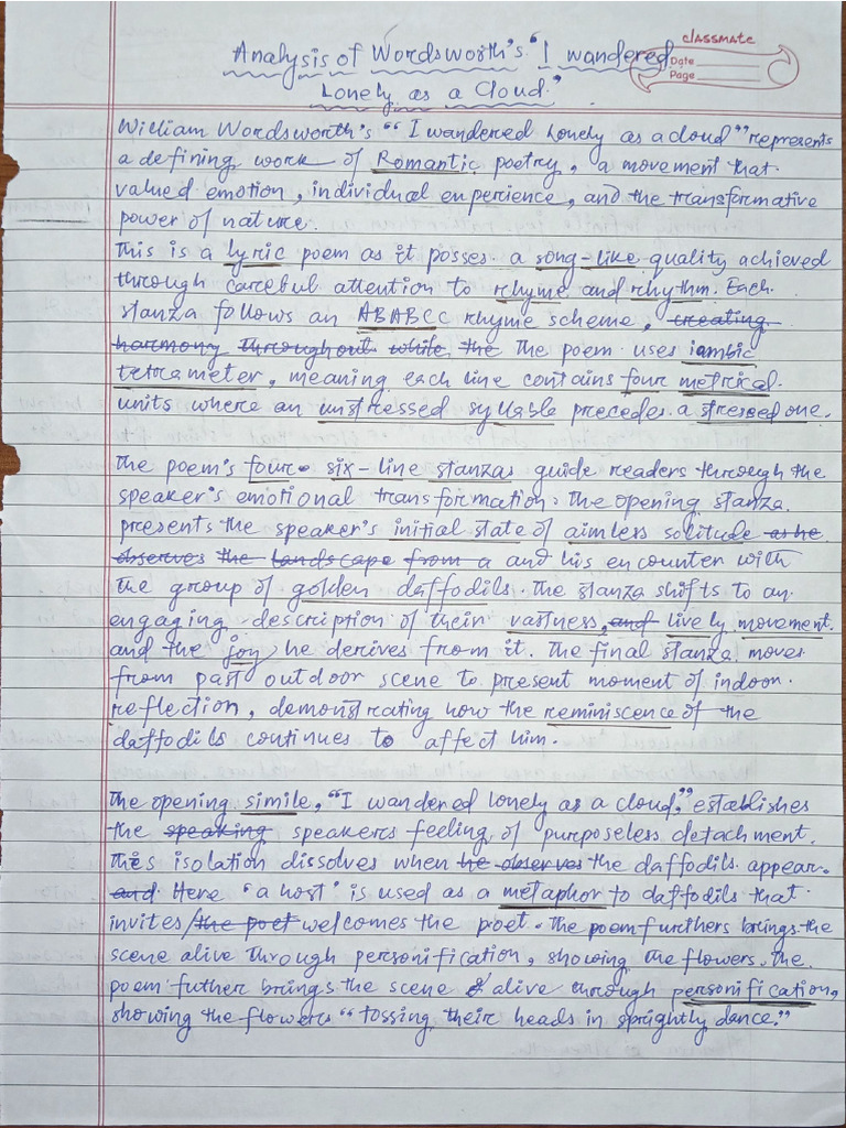 Analysis of Daffodils by William Wordsworth | PDF