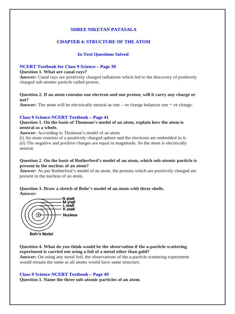 Structure of the Atom Common Notes | PDF | Atoms | Atomic Nucleus