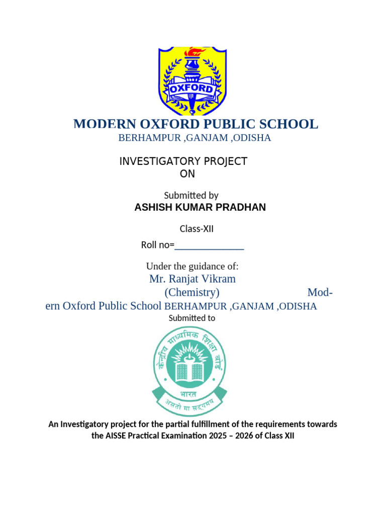 Investigatory Project by Ashish Pradhan | PDF