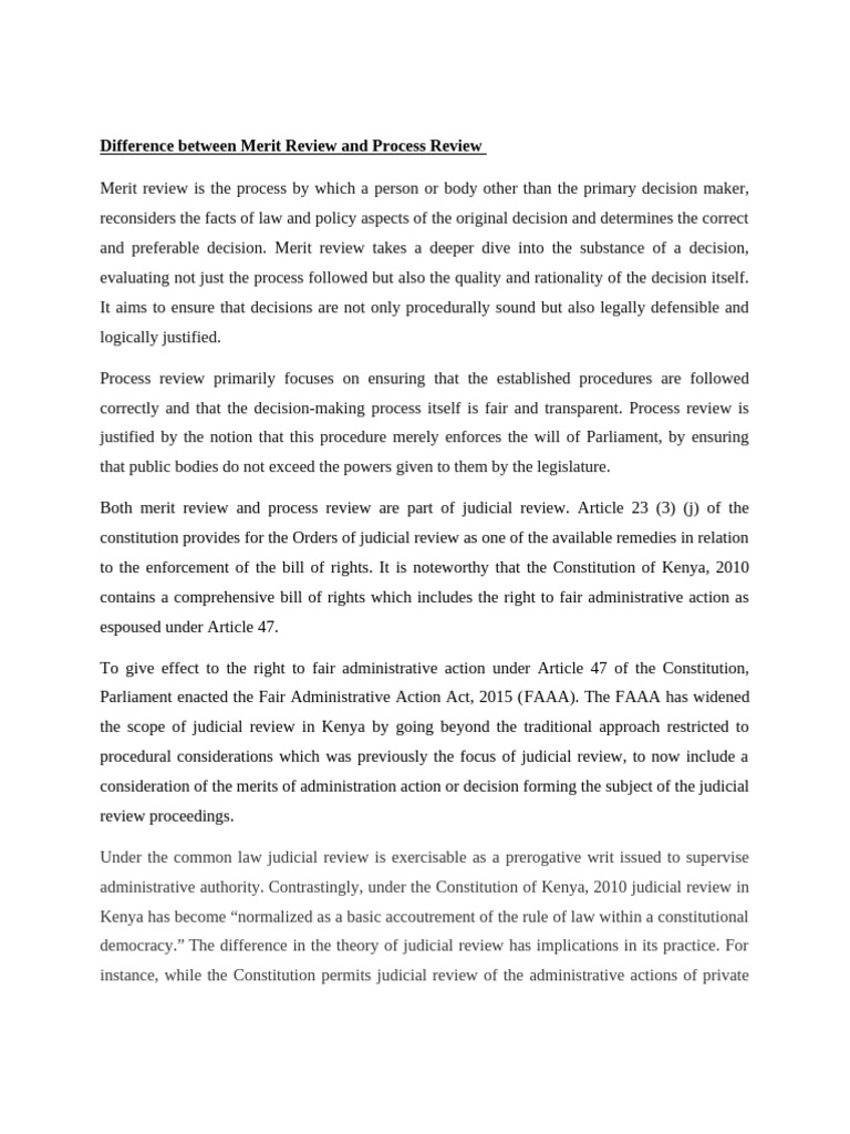Merit vs. Process Review Explained | PDF | Judicial Review | Common Law