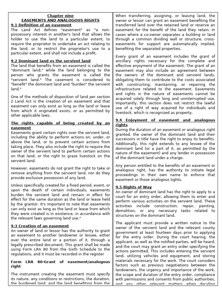 Easements and Analogous Rights | PDF | Easement | Lease