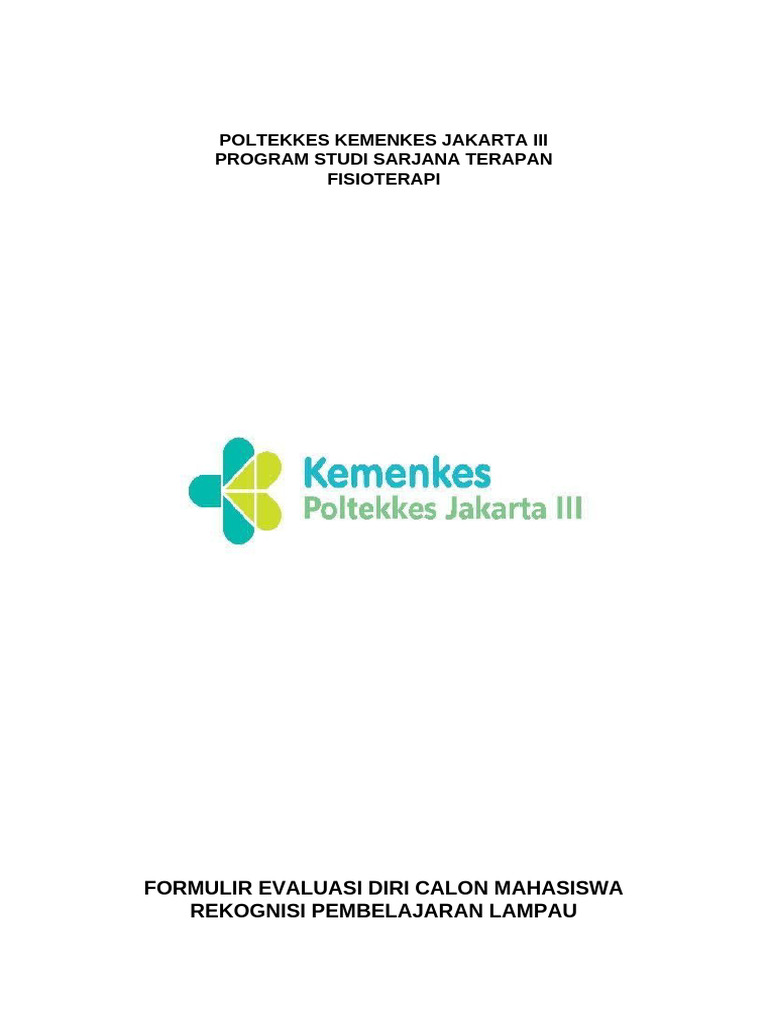Form 3 - Fisioterapi F03 - Formulir Evaluasi Diri RPL - Tipe A - STR ...