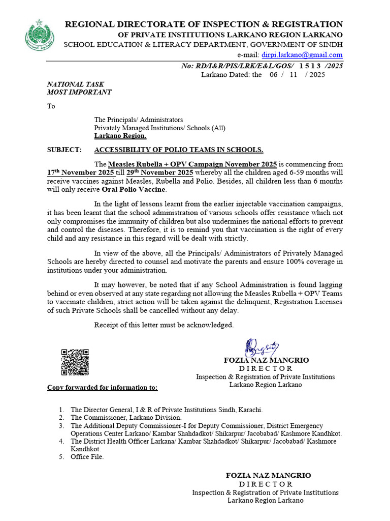 Letter For Measels Rubella and OPV | PDF | Vaccines | Measles