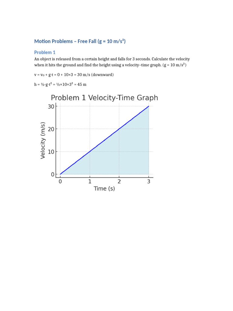 Free Fall Motion Problems Explained | PDF