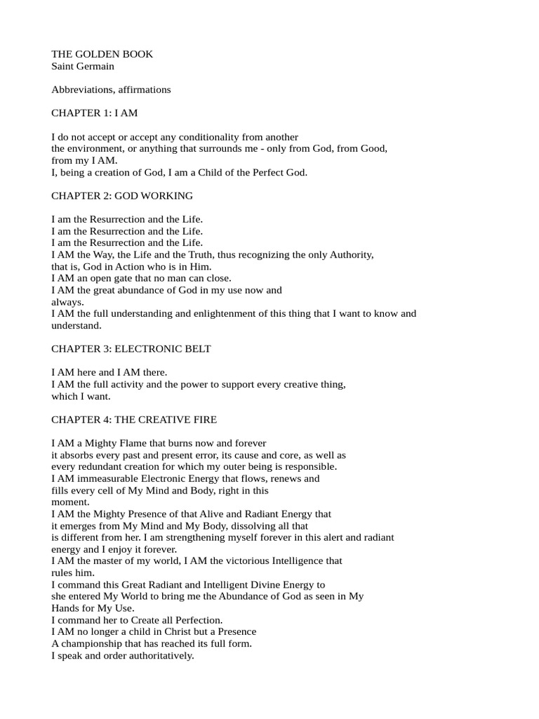 Golden Book Saint Germain Affirmations Abbreviations | PDF | God ...