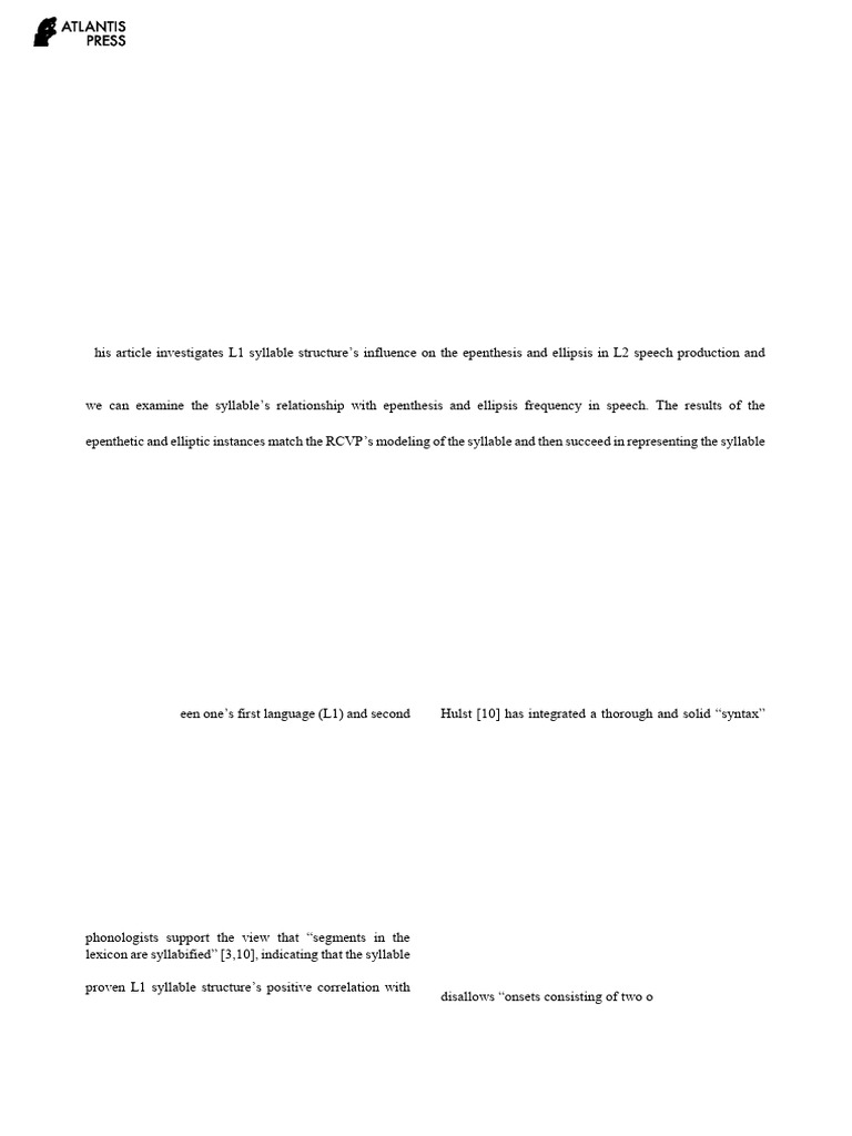 L2 Phonology: Impact of L1 Syllable Structure | PDF | Syllable | Second ...