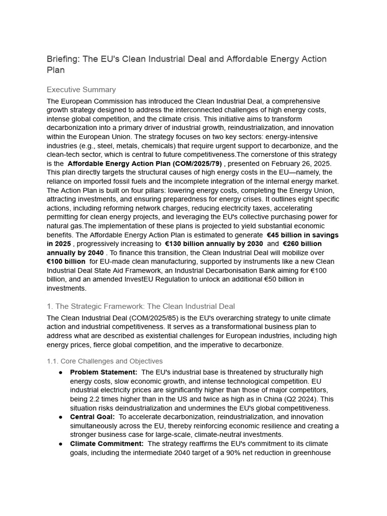 EU Clean Industrial Deal Overview | PDF | Climate Change Mitigation ...