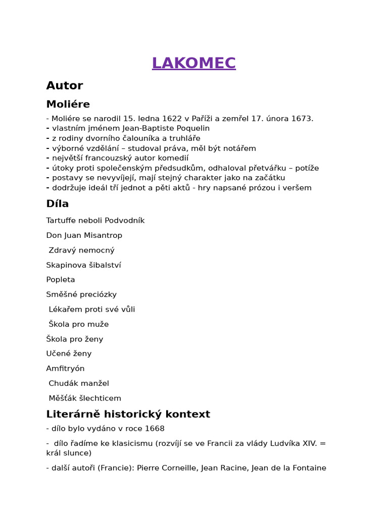 Moliére - Lakomec 2 | PDF