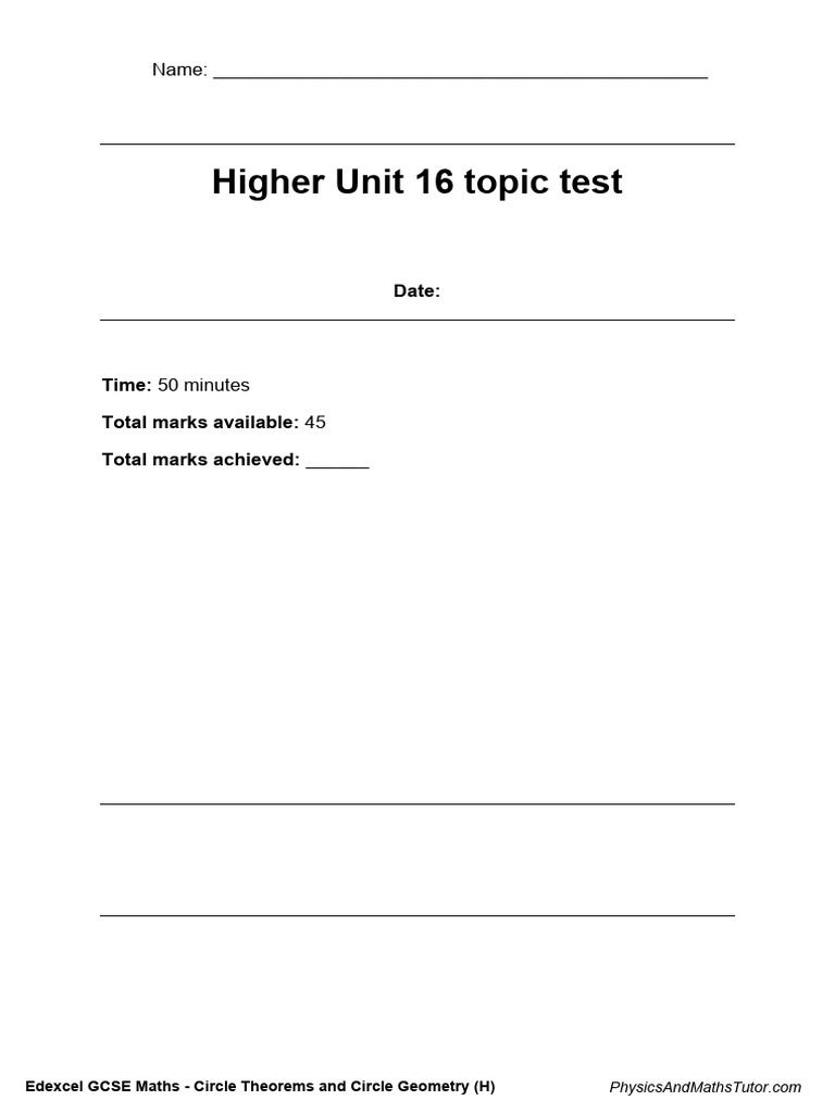 Circle Theorems and Circle Geometry (H) - Edexcel GCSE Maths | PDF ...