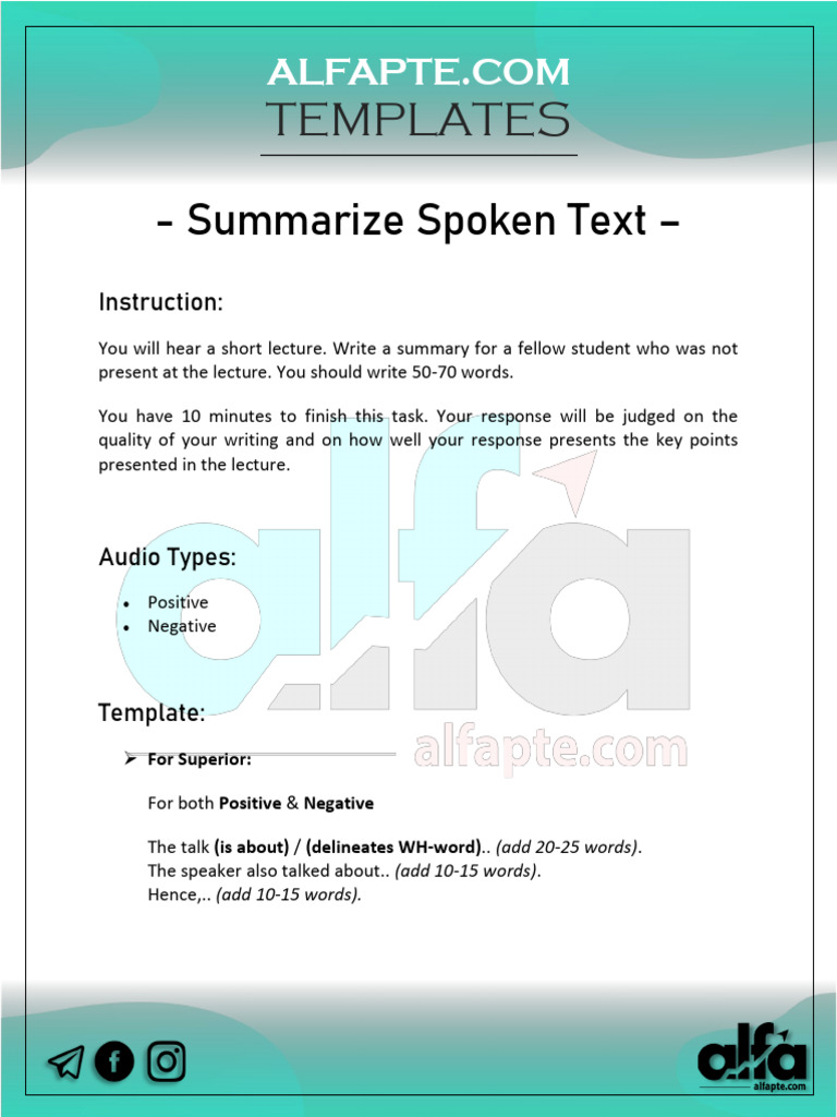 Templates: - Summarize Spoken Text | PDF