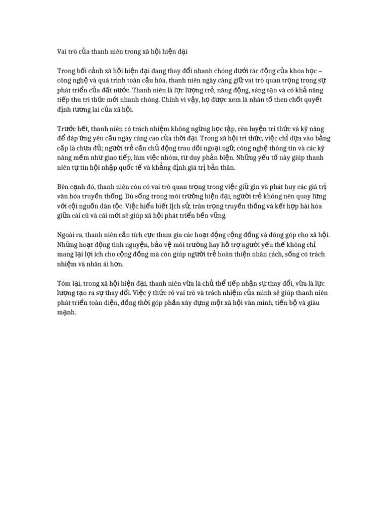 File 6 Vai Tro Cua Thanh Nien 2700 | PDF