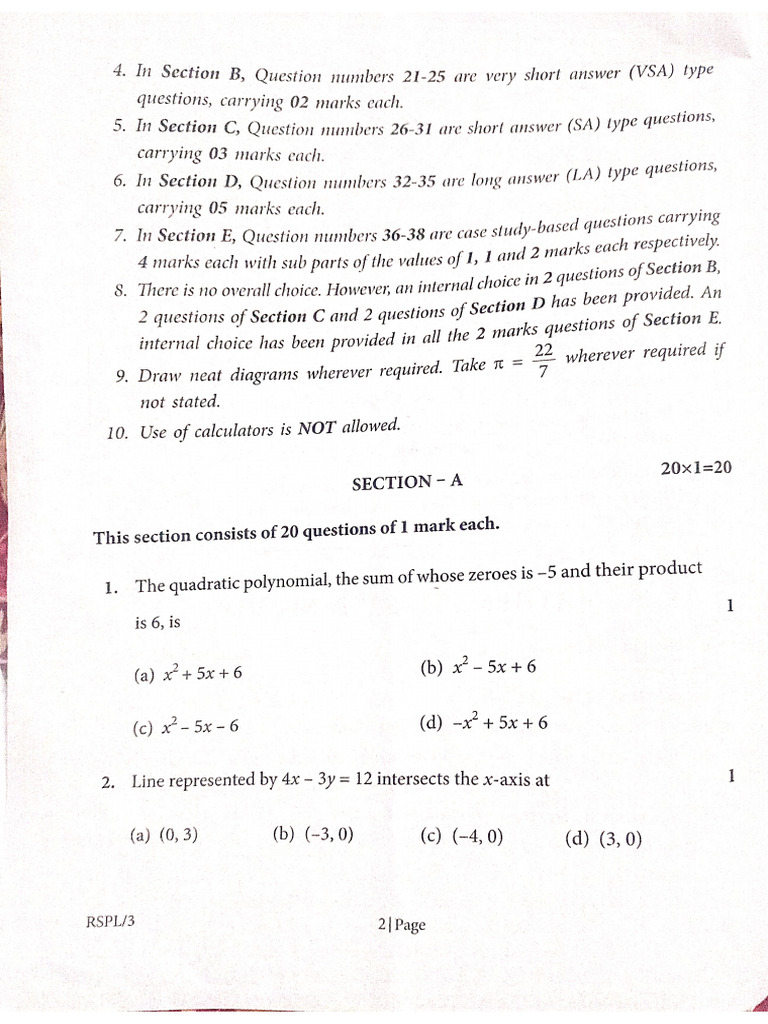 Class 10 Question Paper Set 2 | PDF