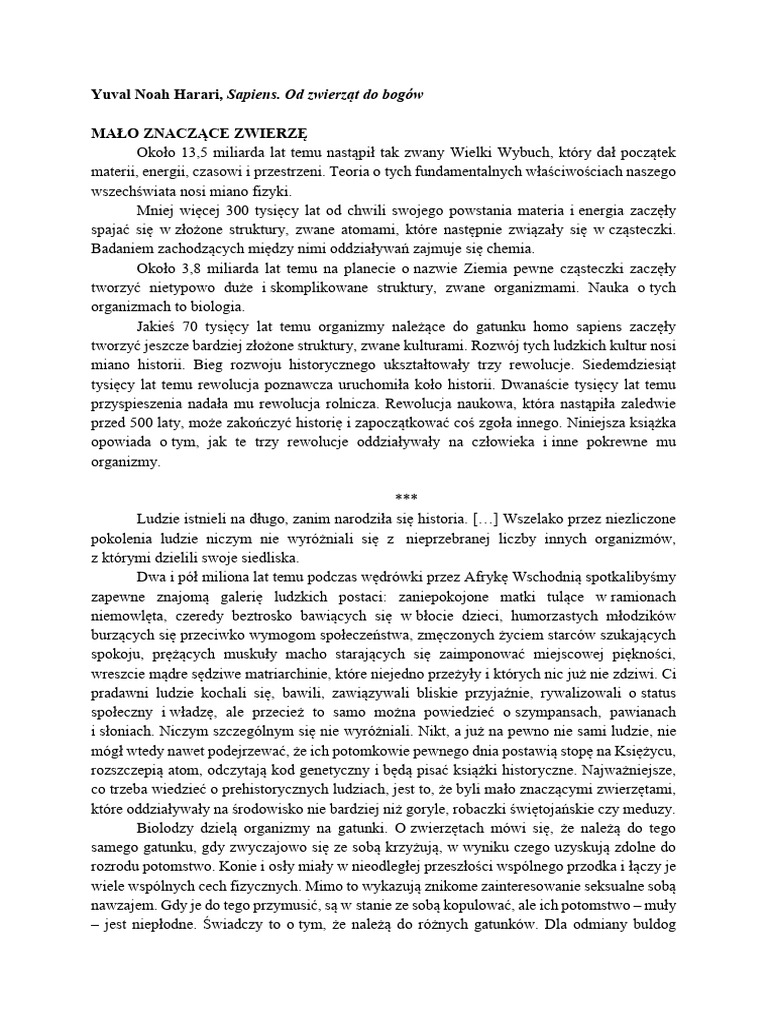 Harari Historia Człowieka | PDF