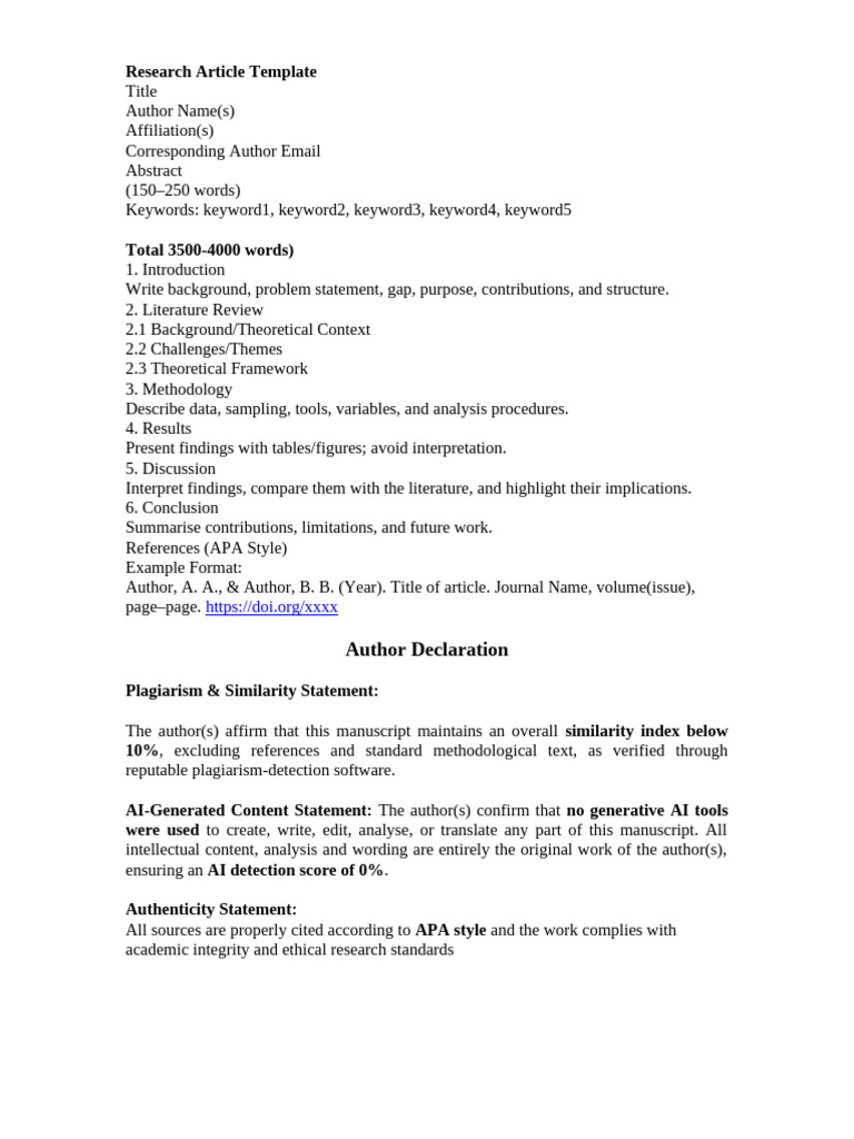 Research Article Template Guide | PDF