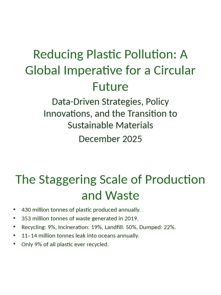 Environmental Theme Plastic Pollution PPT | PDF | Recycling | Plastic