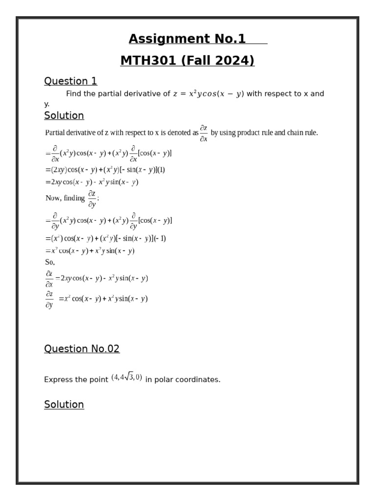 MTH301 1 Solution | PDF | Function (Mathematics) | Derivative