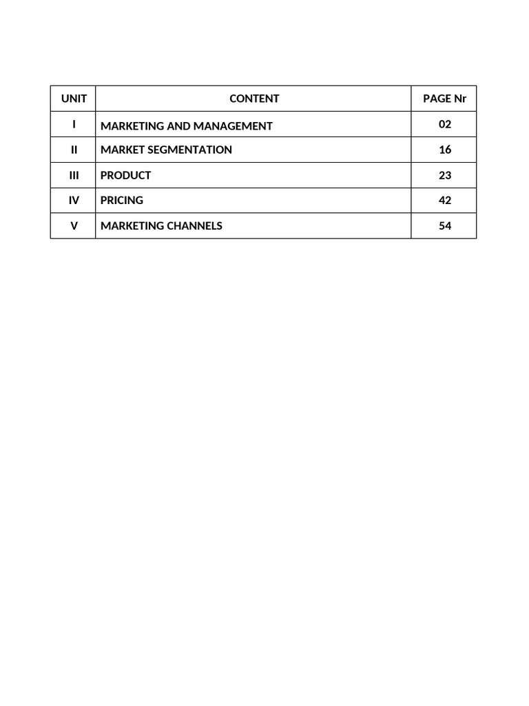 Marketing Management - NOTES | PDF | Marketing | Market Segmentation