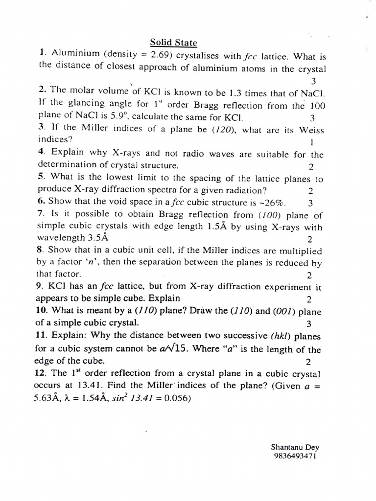 Solid State (Exam Question) | PDF
