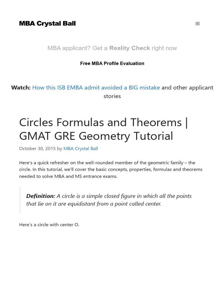 Circles Formulas and Theorems _ GMAT GRE Geometry Tutorial - MBA ...