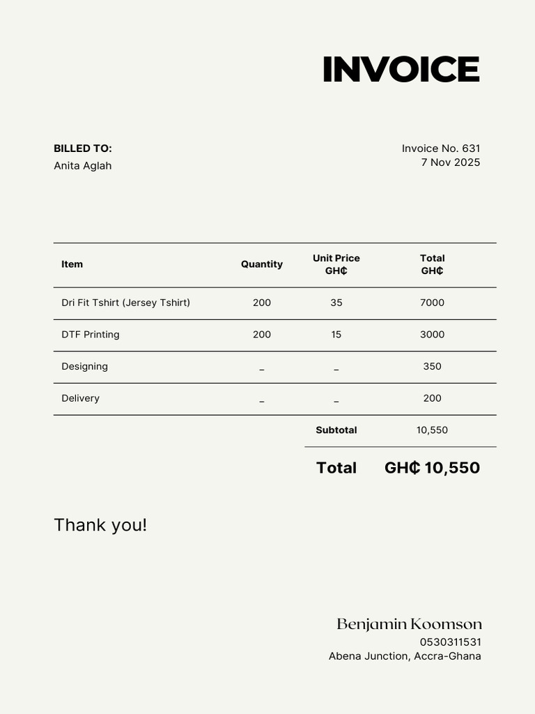 Tshirt Invoice PDF | PDF