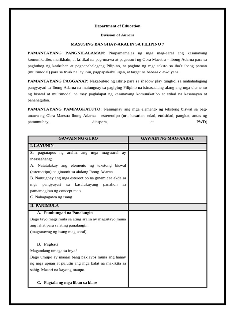 Masusing Banghay Aralin 7 (Final) | PDF