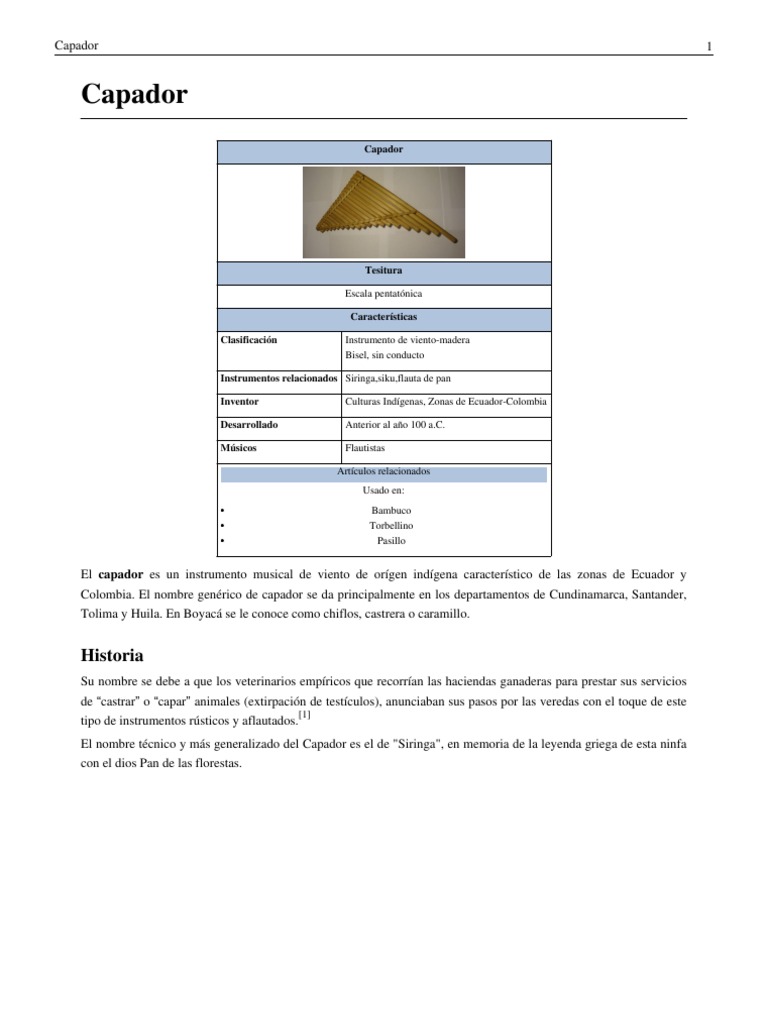 Capador: Instrumento Indígena Andino | PDF | Instrumentos musicales ...
